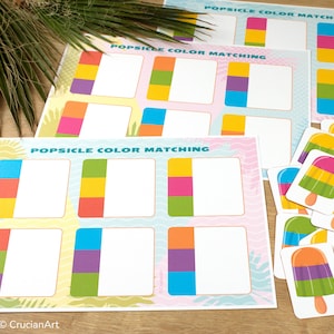 ICE CREAM Color Matching Printable Activity. Popsicle Colors Learning ...