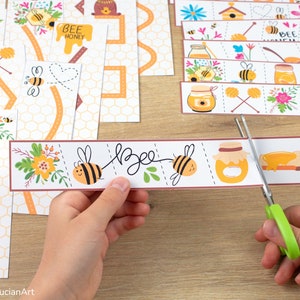 Honeybee Scissor Strips. Honey Bee Scissor Skills Printable Activity ...