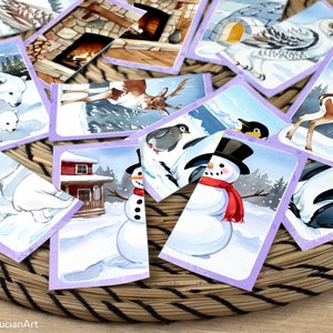 Winter Puzzle Pairs: Printable Match Cards for Toddlers. Preschool ...