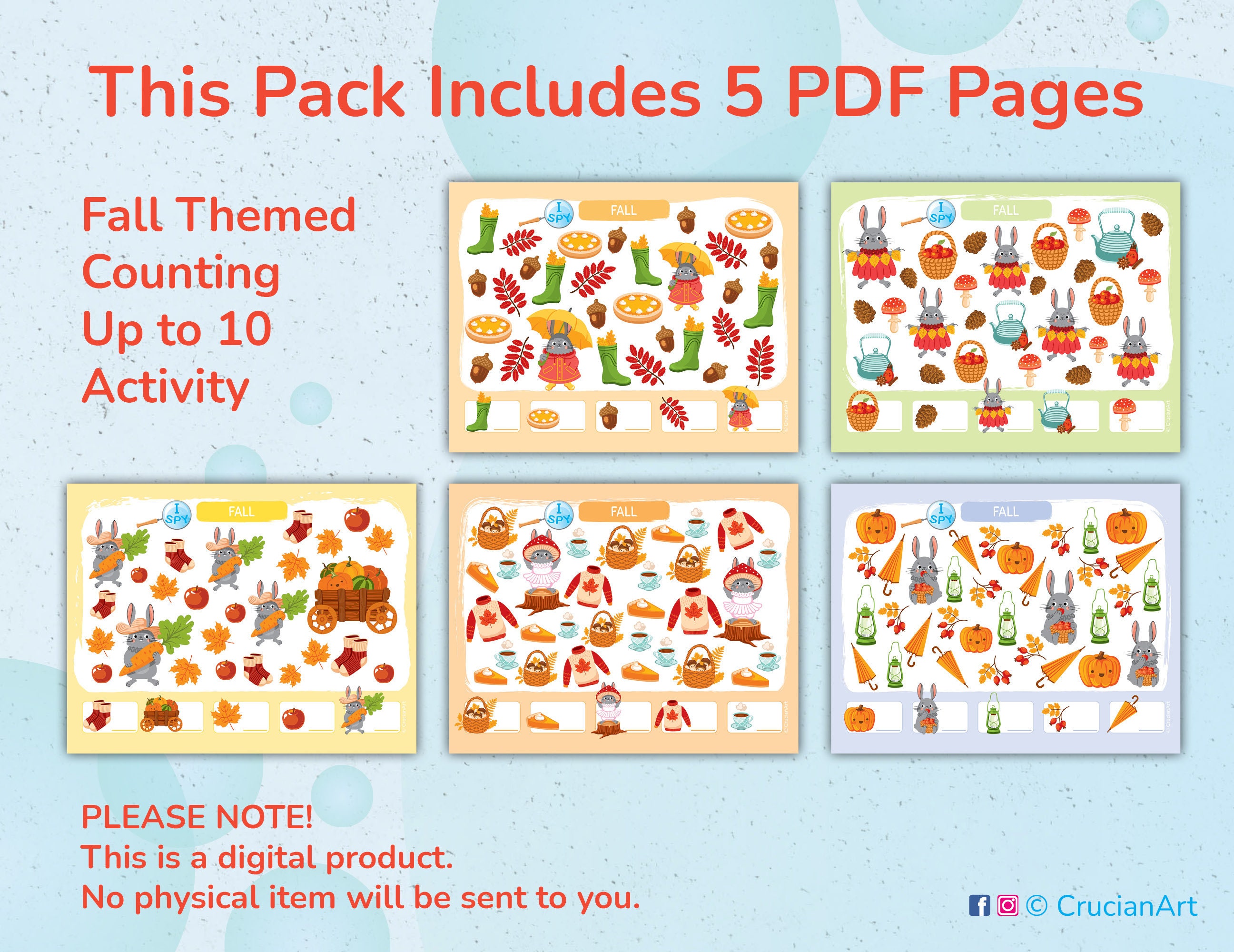 I Spy Fall Counting Activity. Autumn I Spy Printable - Etsy