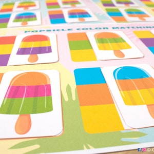 ICE CREAM Color Matching Printable Activity. Popsicle Colors Learning ...