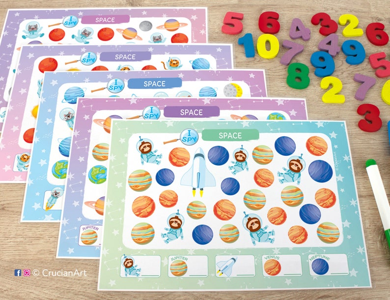 I Spy Space Counting Activity. Solar System Planets Printables - Etsy