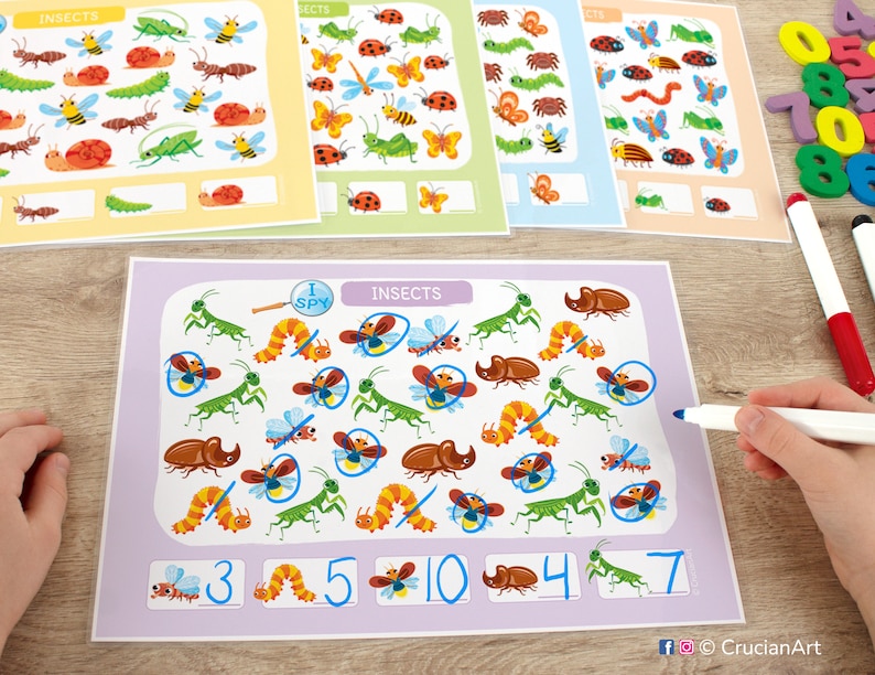 Bugs & Insects I Spy Counting Activity. Preschool, Pre-k, Kindergarten ...