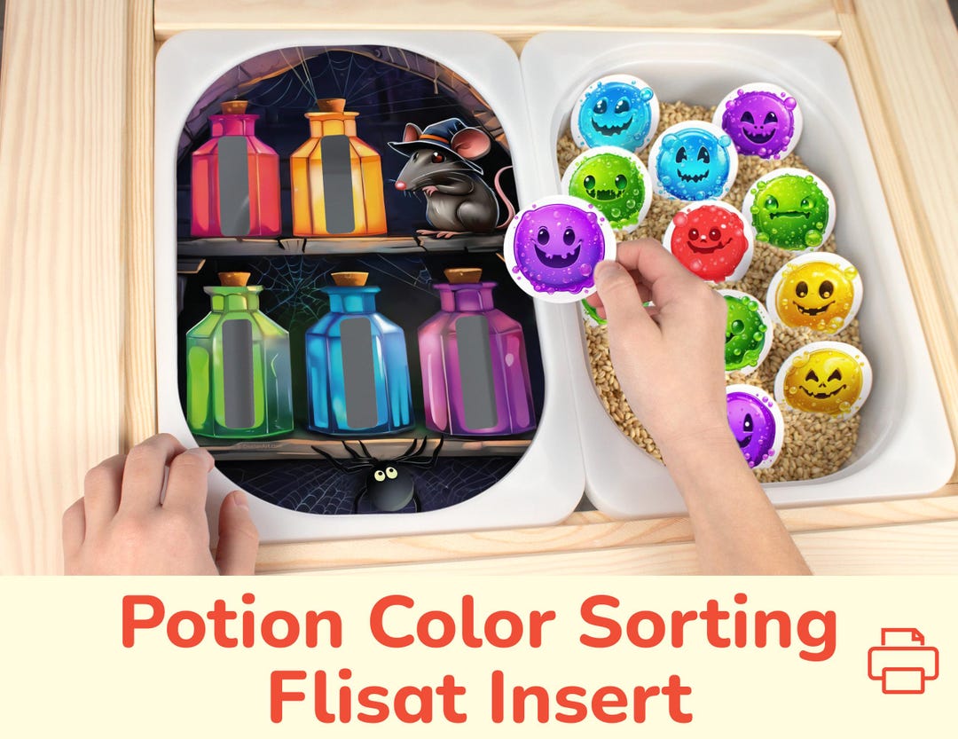 Witchs Potion Color Sorting Activity: Halloween Flisat Insert Printable ...