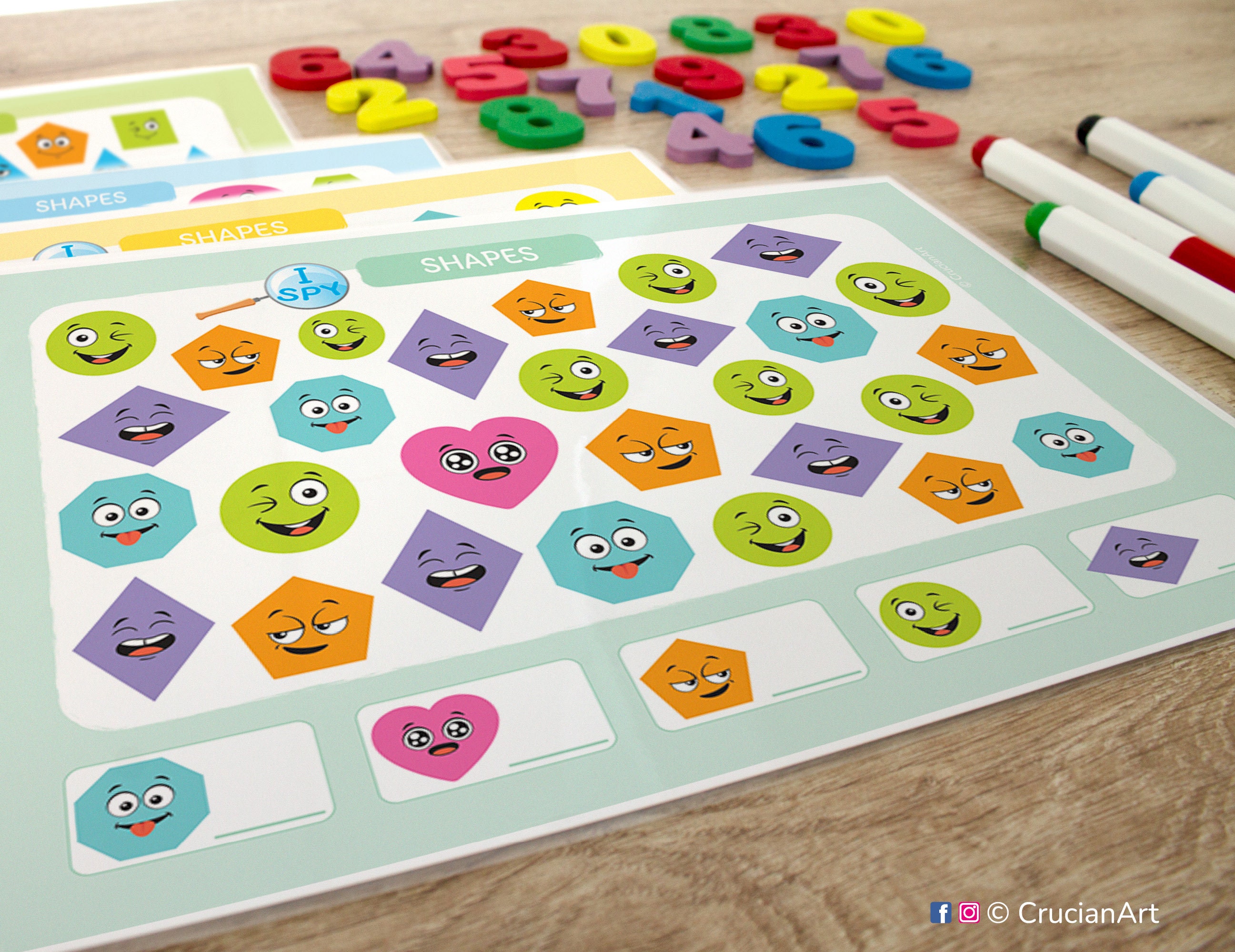 Shapes I Spy Counting Activity. 2D Shapes Printable - Etsy