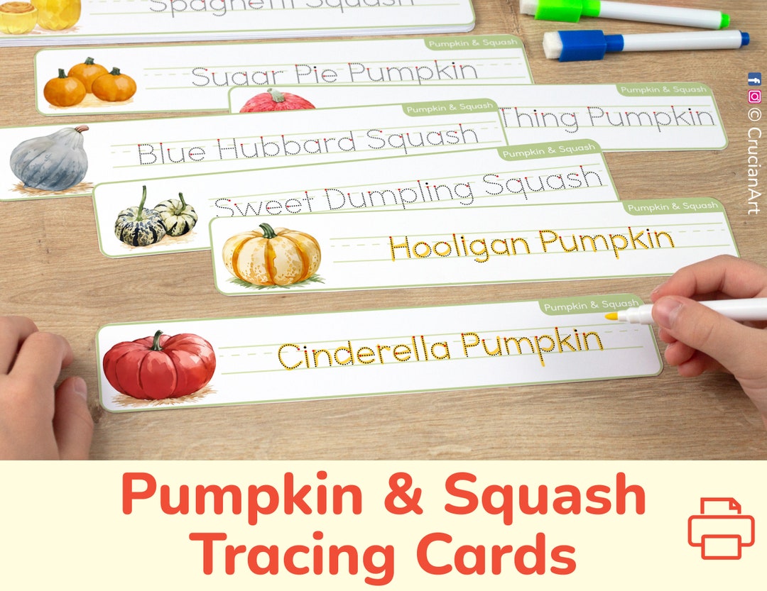 Pumpkin & Squash Tracing Strips: Printable Educational Activities ...