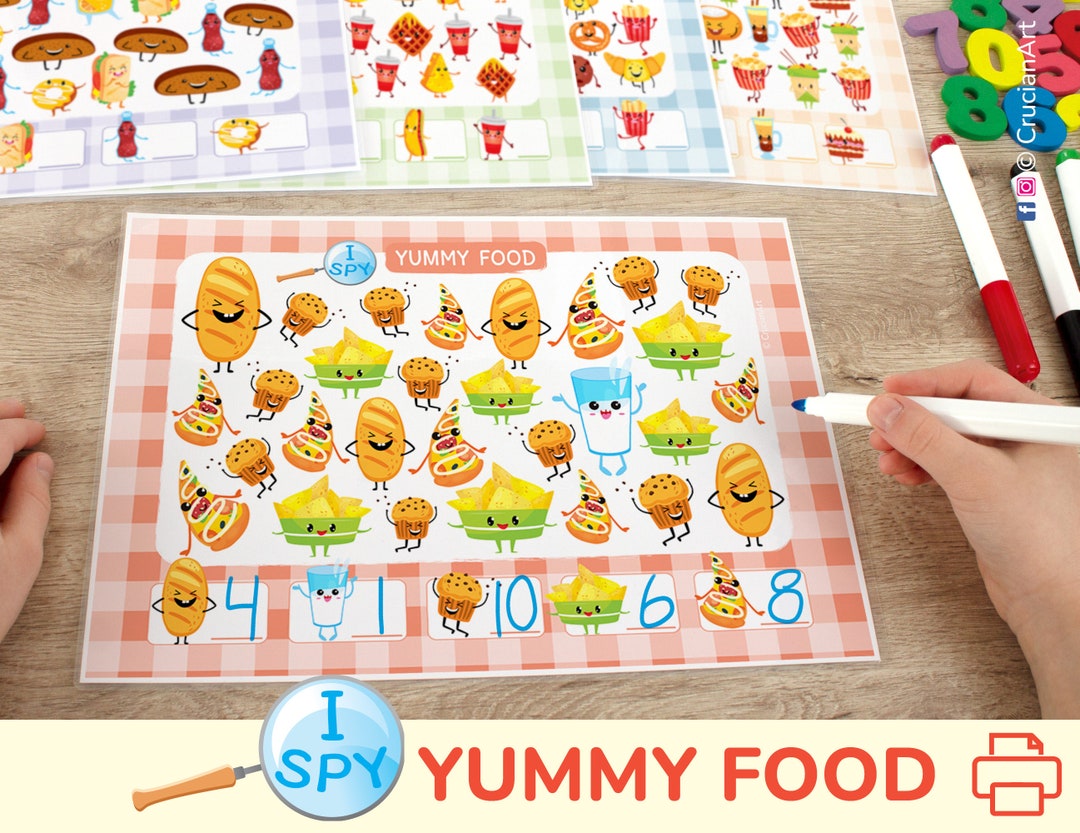 Yummy Food I Spy Counting Activity. Preschool Learning Worksheets ...