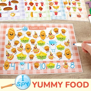 Yummy Food I Spy Counting Activity. Preschool Learning Worksheets ...