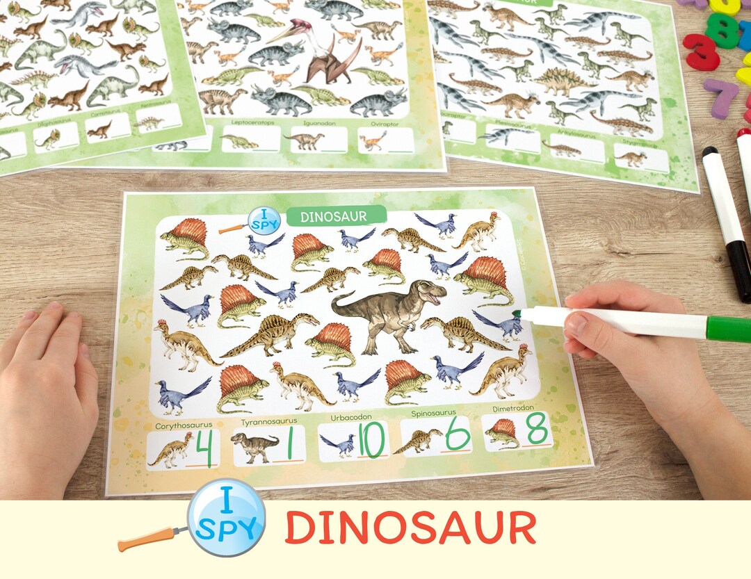 Dinosaur I Spy Counting Activity. Dino Homeschool Preschool - Etsy