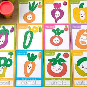 Vegetables Playdough Mats. Printable Toddler Preschool Educational ...