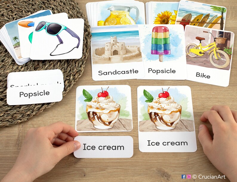 Summer Words 3-part Cards. Printable Learning Flashcards Activity ...