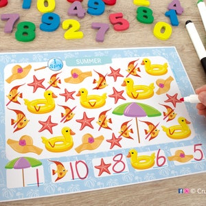 Summer I Spy Counting Activity. Preschool Count to 10 Worksheets ...