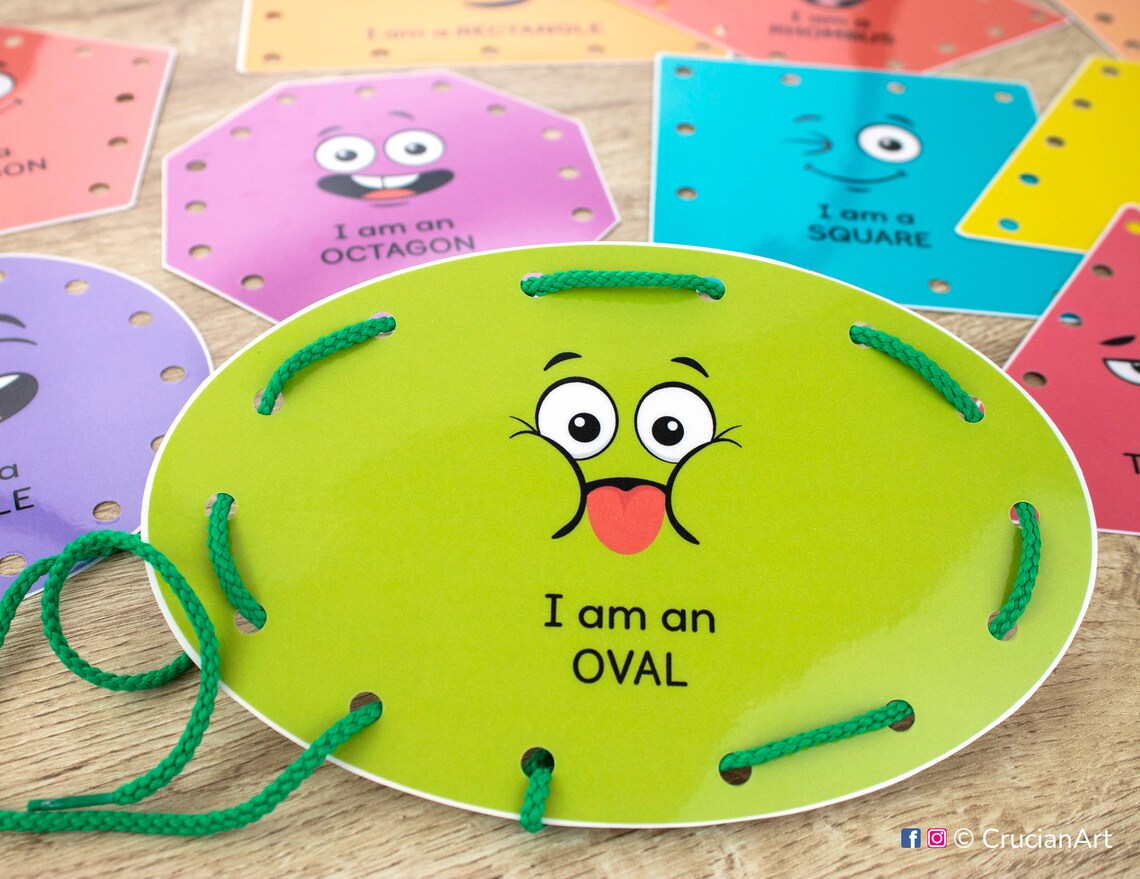 Shapes Printable Lacing Cards. Toddler and Preschool Fine Motor Skill ...