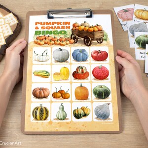 Pumpkins and Squashes Bingo Game: Printable Preschool, Kindergarten ...