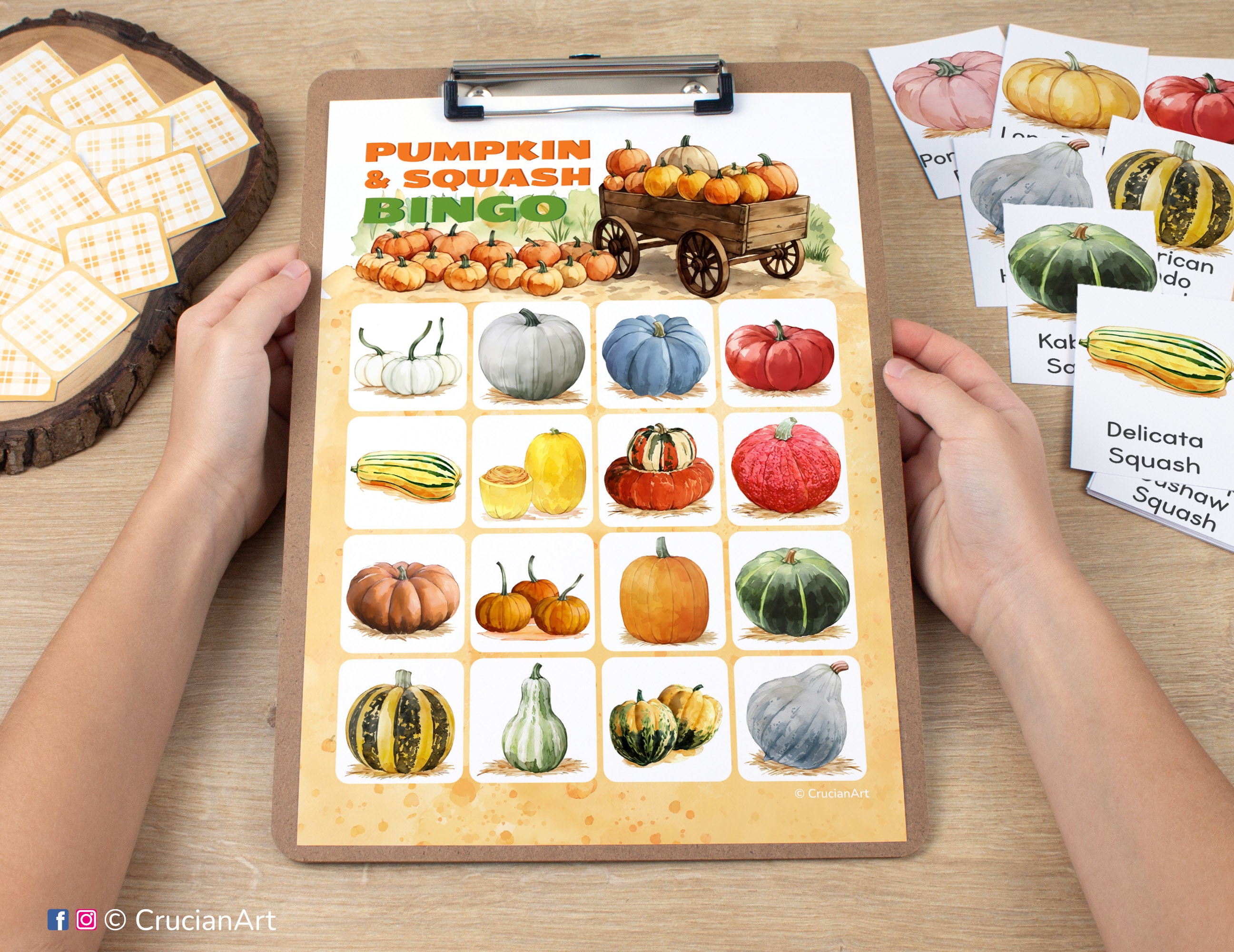 Pumpkins and Squashes Bingo Game: Printable Preschool, Kindergarten ...