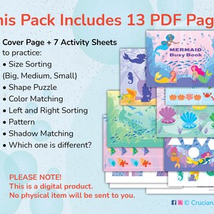 Mermaids Sorting & Matching Printable Busy Book for Girls. Learning ...