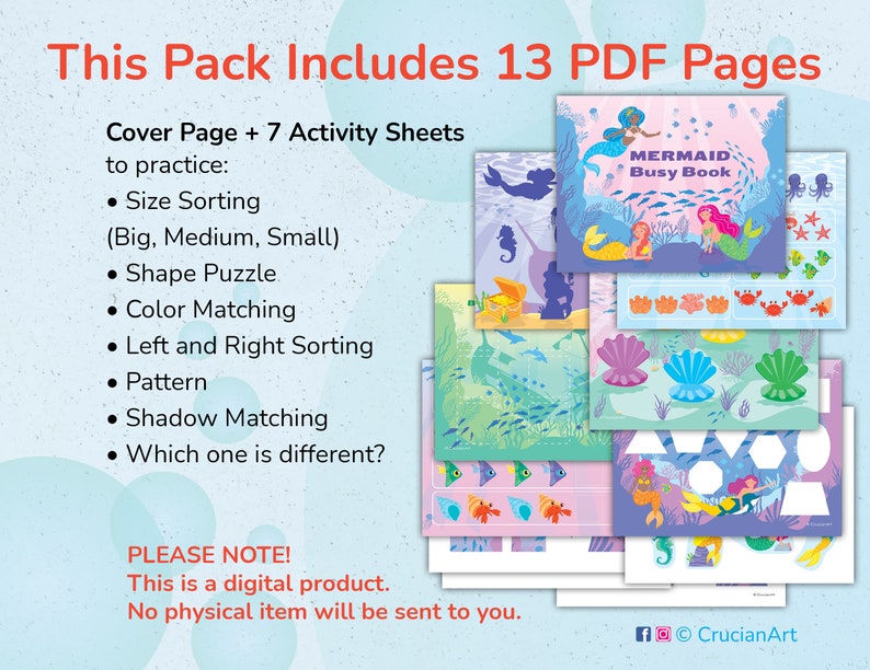 Mermaids Sorting & Matching Printable Busy Book for Girls. - Etsy
