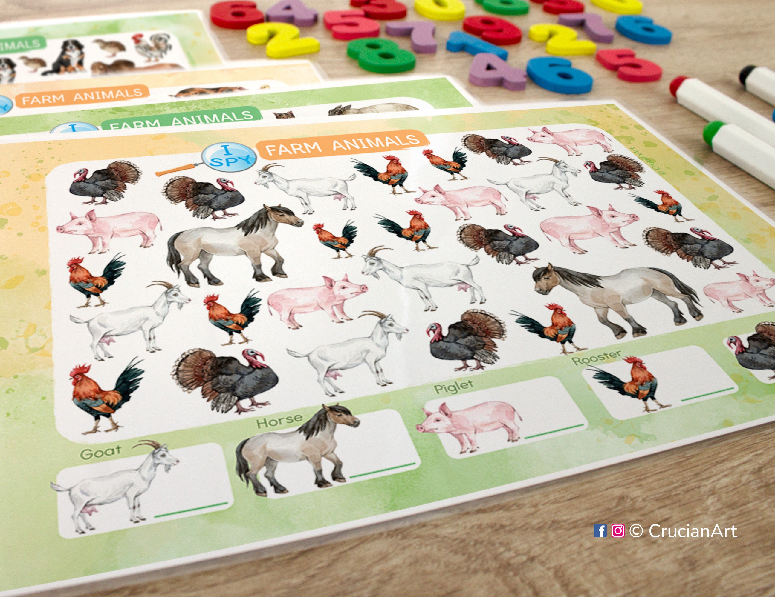 Farm Animals I Spy Counting Activity. Preschool Learning Worksheets ...