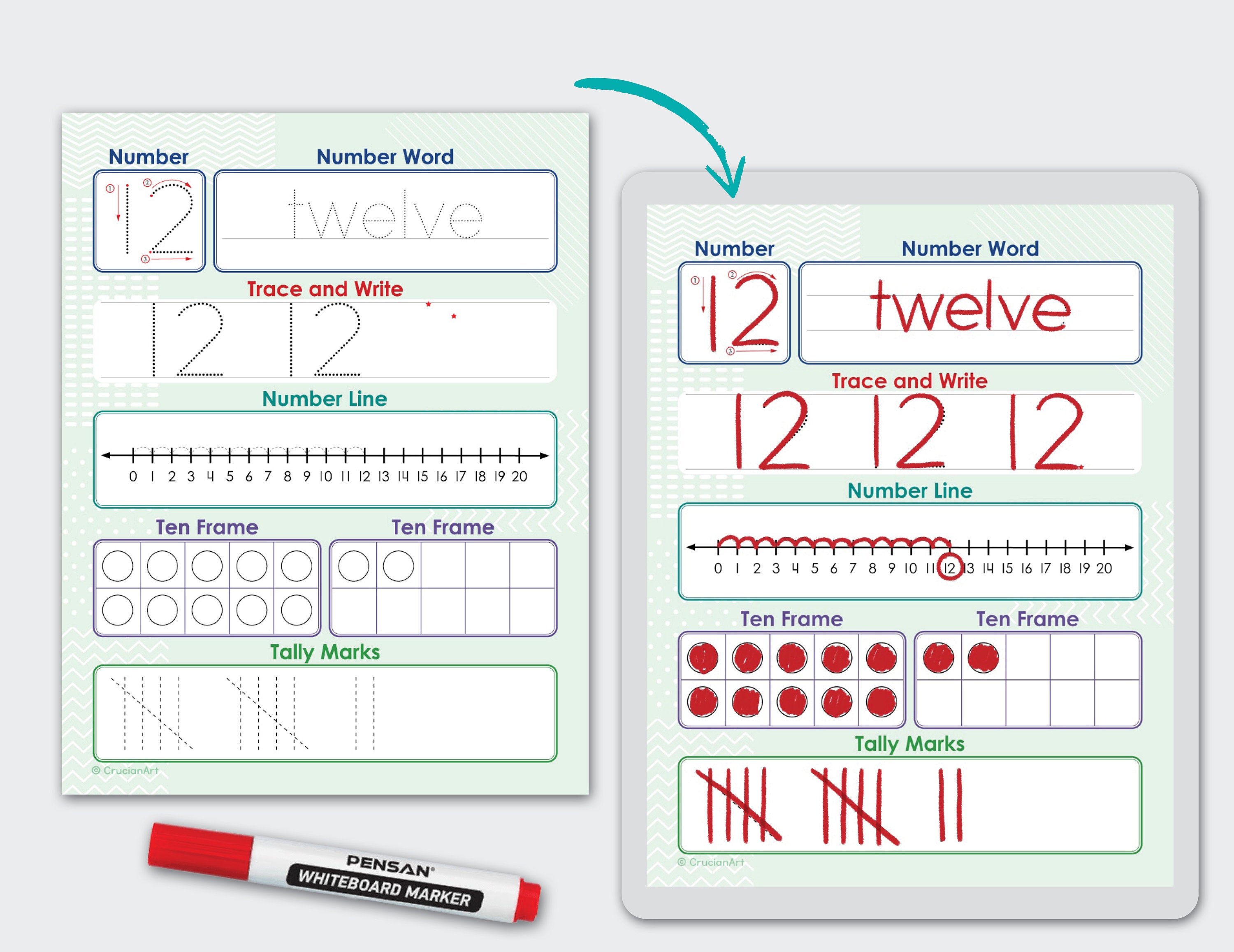 Numbers 11 to 20 Kindergarten Math Printable Worksheet. - Etsy