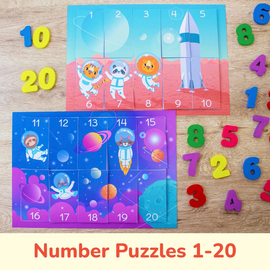 Space Theme Number Puzzle 1 - 20. Printable Preschool Activity Numbers ...