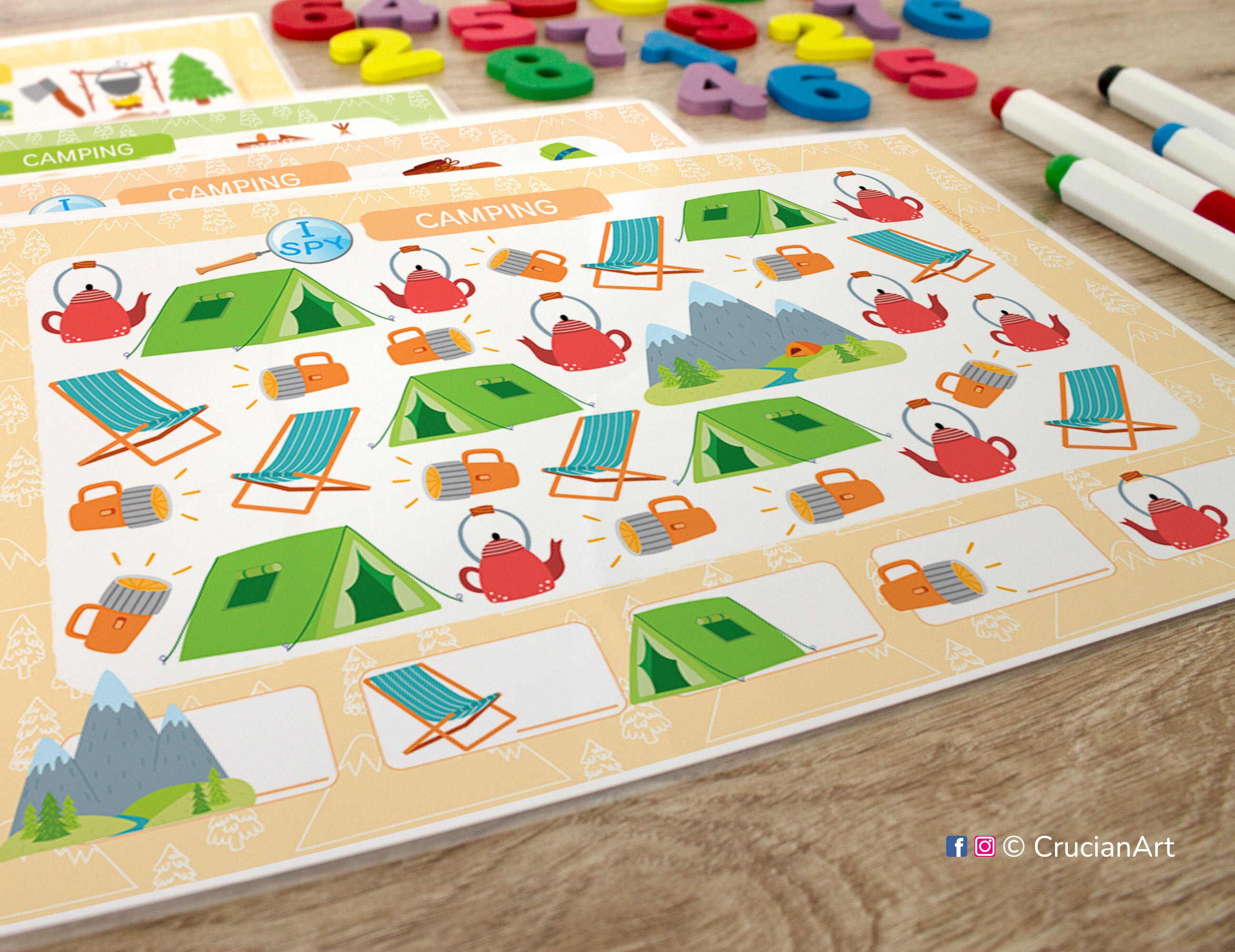 Camping I Spy Counting Activity. Preschool Learning Worksheets ...