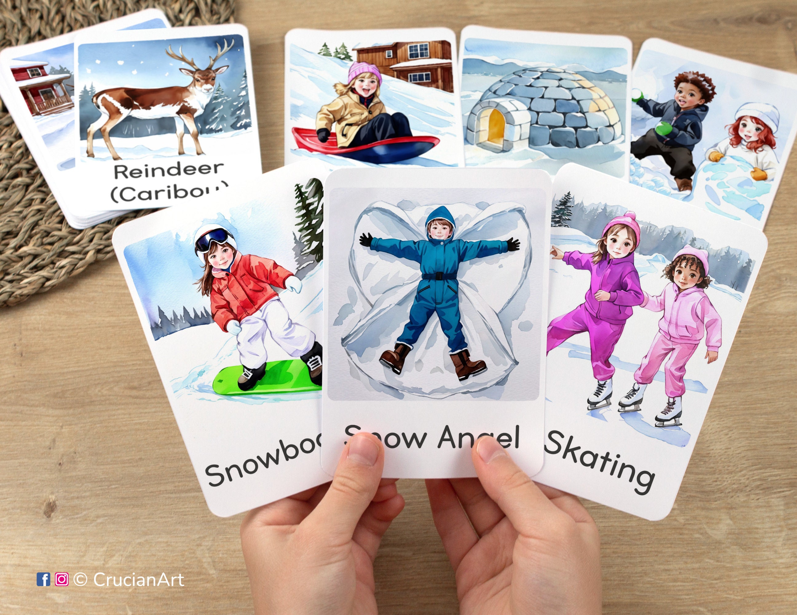 Winter Flashcards: Toddler Preschool Kindergarten Printable Flash Cards ...