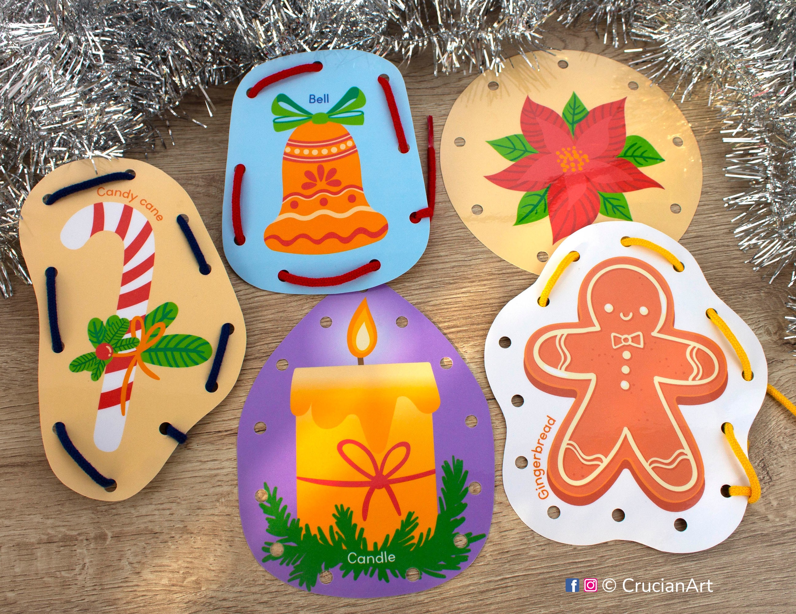 Christmas Lacing Cards Toddler and Preschool. Printable Fine - Etsy