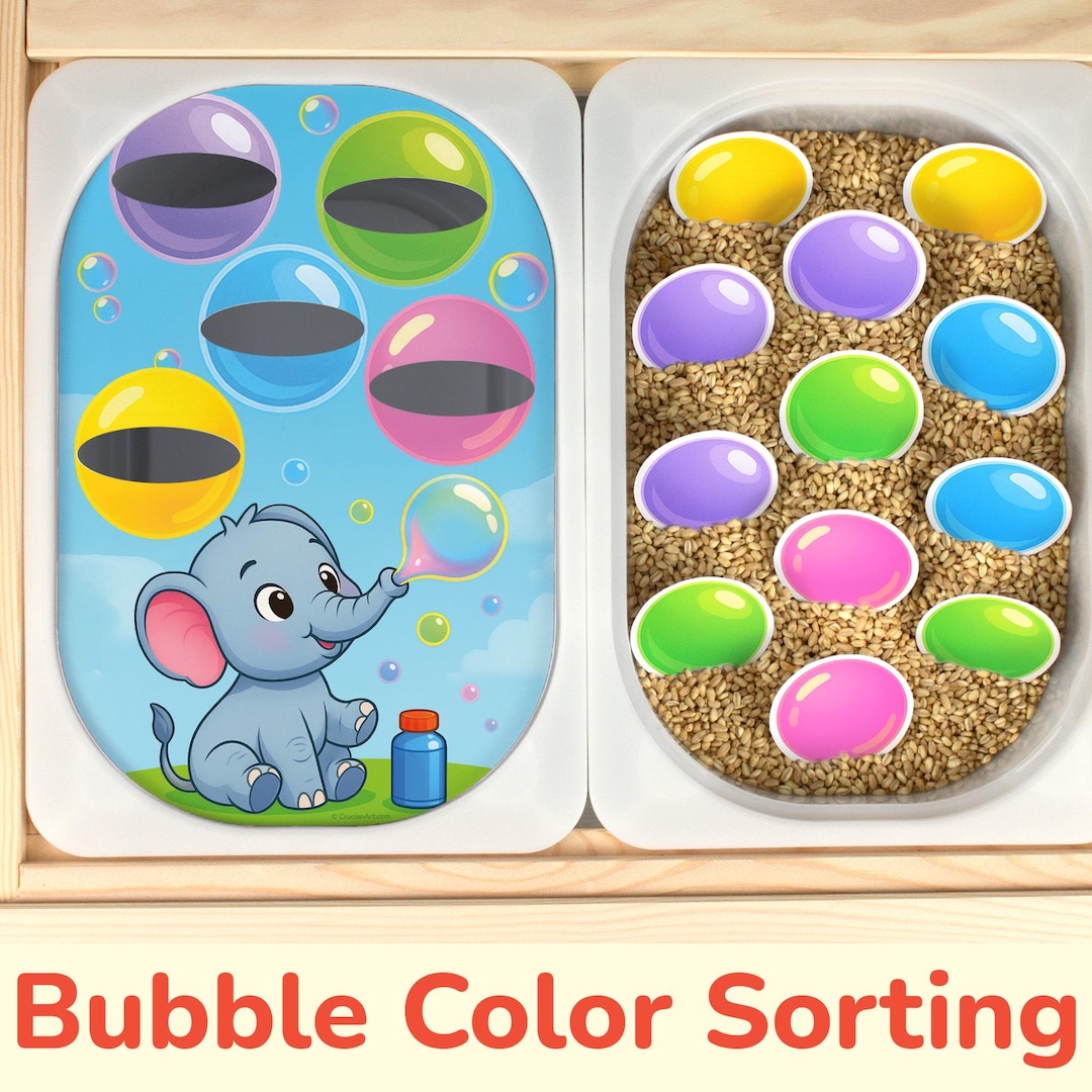 Bubble Color Sorting Activity: Flisat Insert for Summer Play, Sort by ...