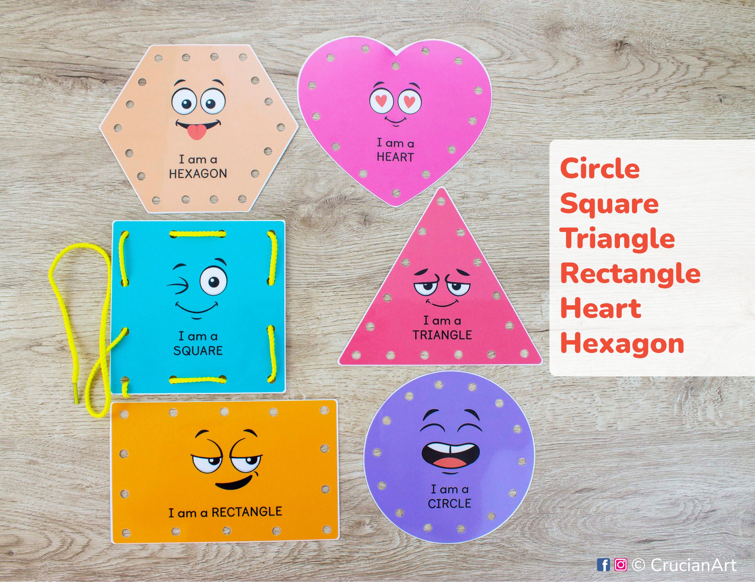 Shapes Printable Lacing Cards. Toddler and Preschool Fine | Etsy
