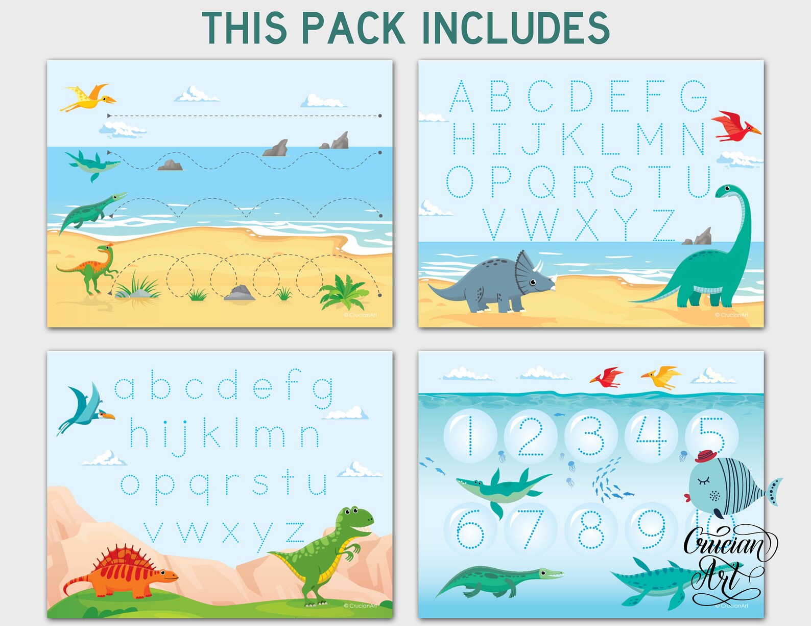 Dinosaur Alphabet Tracing Worksheets. ABC Letters Printable | Etsy