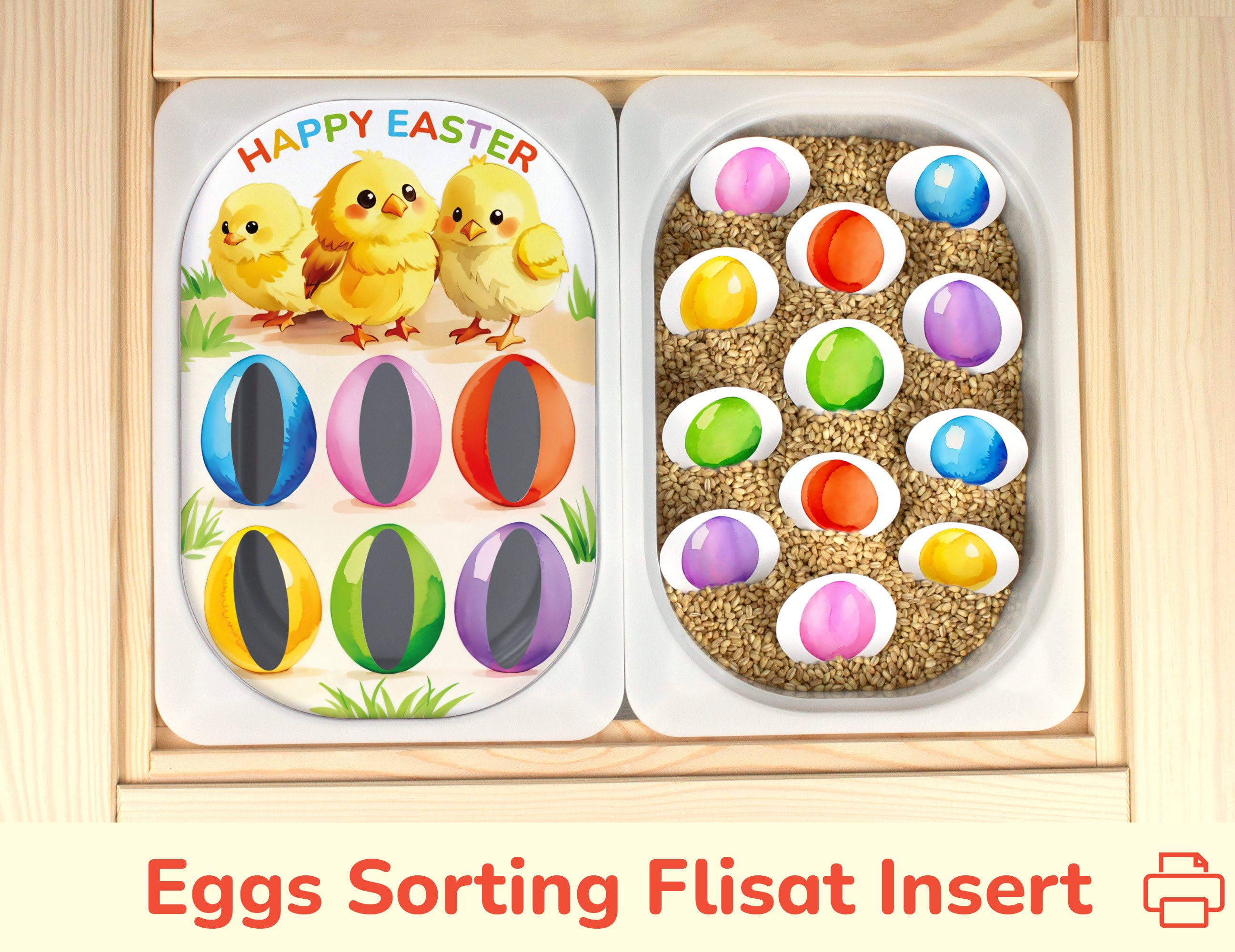 Easter Chicks Flisat Insert: Easter Eggs Color Sorting Activity for ...