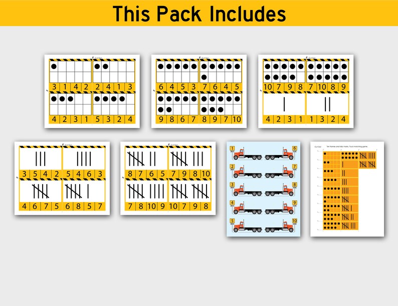 Count & Clip Cards Construction Truck Count to 10 | Etsy