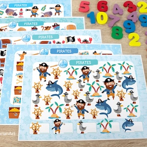 Pirates I Spy Counting Activity. Count to 10 Worksheets for Boys. Early ...