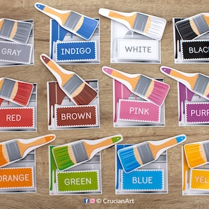 Paint Cans Colors Matching and Labeling Activity. Toddler and Preschool ...