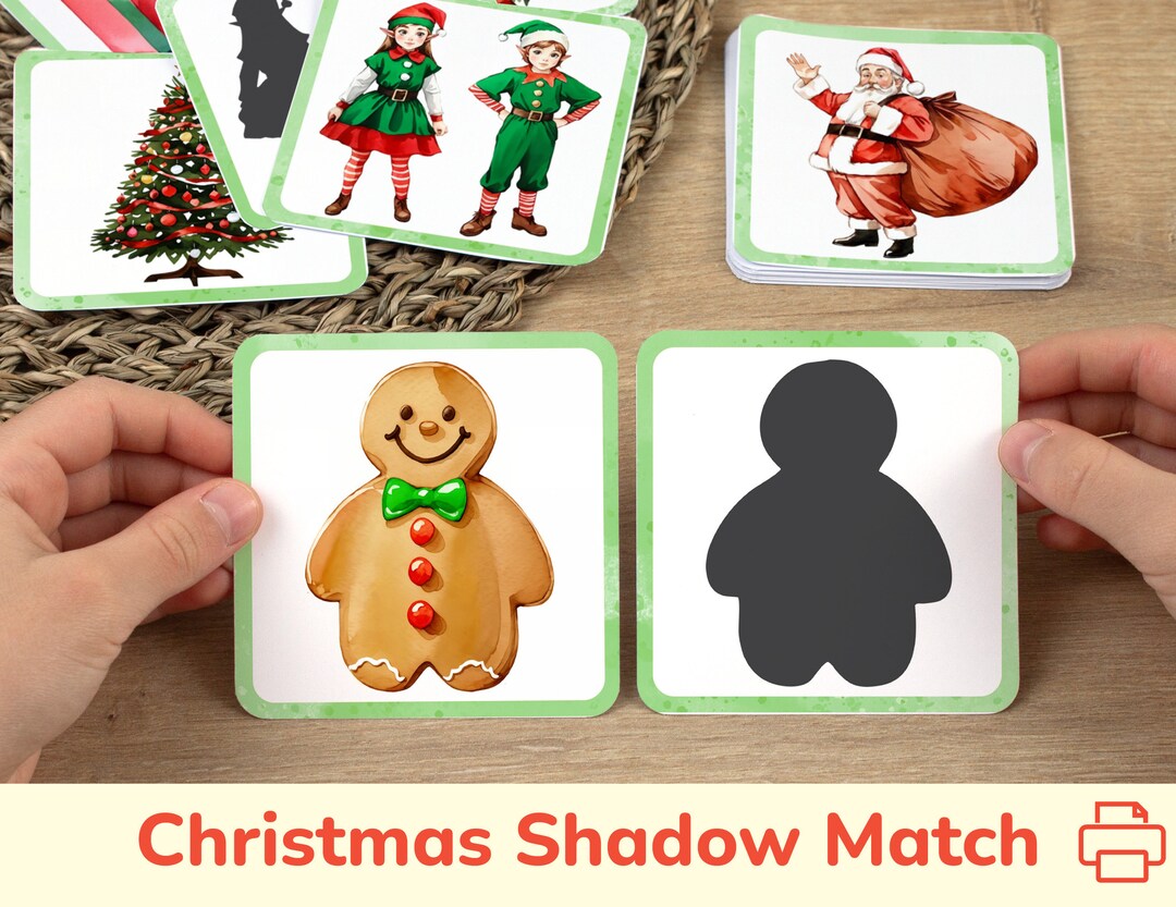 Christmas Shadow Matching Activity: Printable Match Cards for Toddlers ...