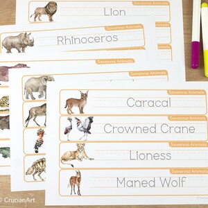 Savanna Grassland Animals Tracing Strips: Printable Educational ...