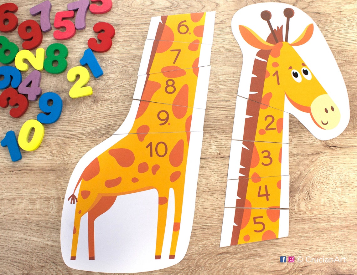 Giraffe Numbers 1-10 Printable Activity. Toddler and Preschool - Etsy