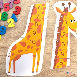 Giraffe Numbers 1-10 Printable Activity. Toddler and Preschool Number ...