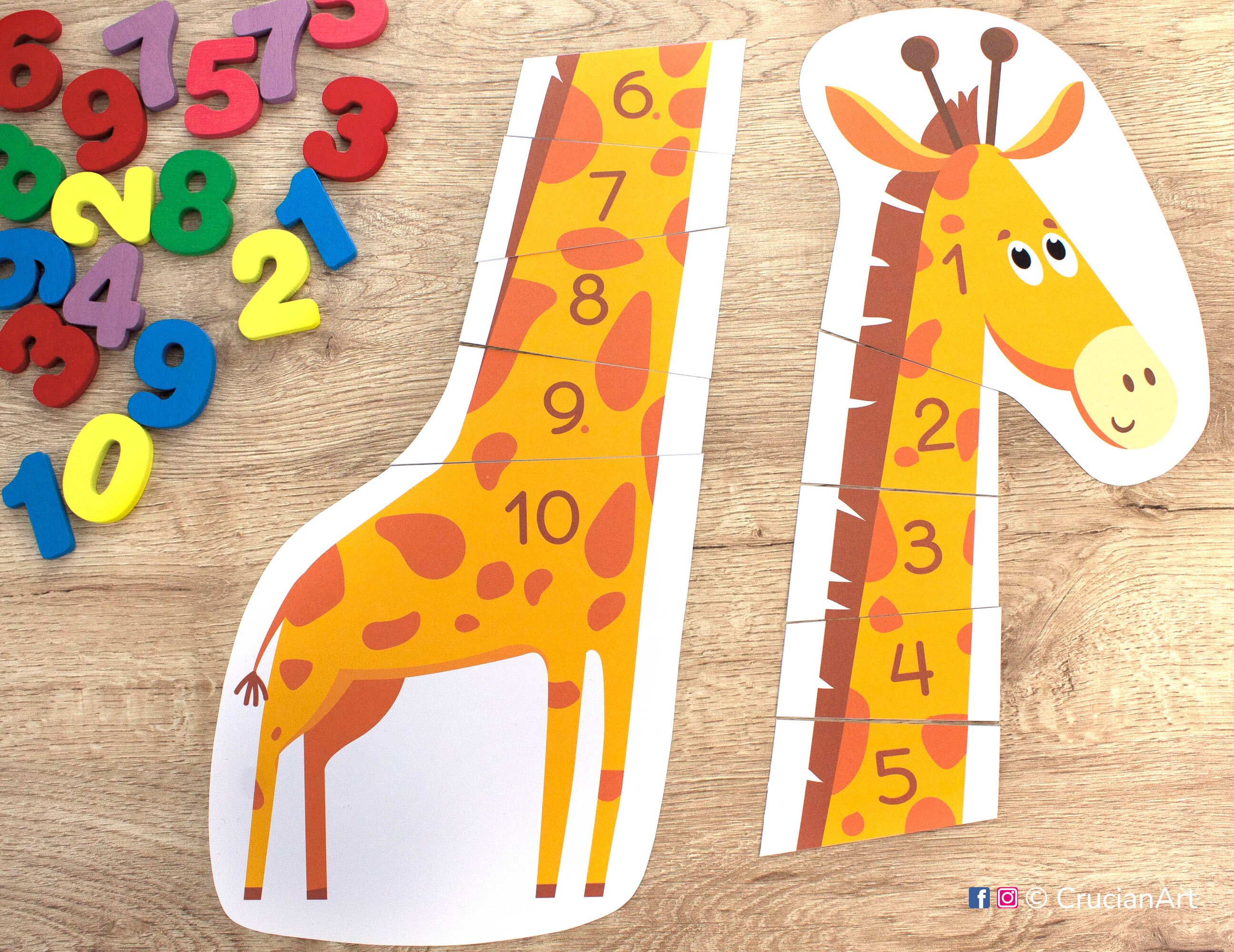 Giraffe Numbers 1-10 Printable Activity. Toddler and Preschool - Etsy