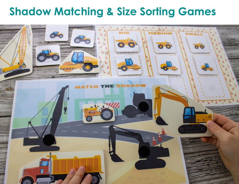Construction Vehicles Sorting & Matching Printable Busy Book | Etsy