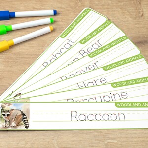 Woodland Animals Handwriting Worksheets: Printable Vocabulary Activity ...