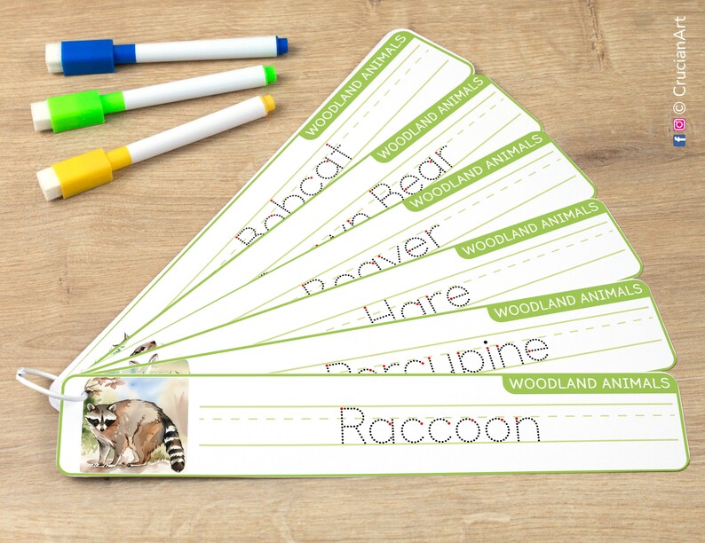 Woodland Animals Handwriting Worksheets: Printable Vocabulary Activity ...