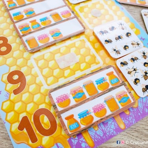 Honeybee Number 1-10 Match Printable Worksheet. Honey Bee Toddler and ...