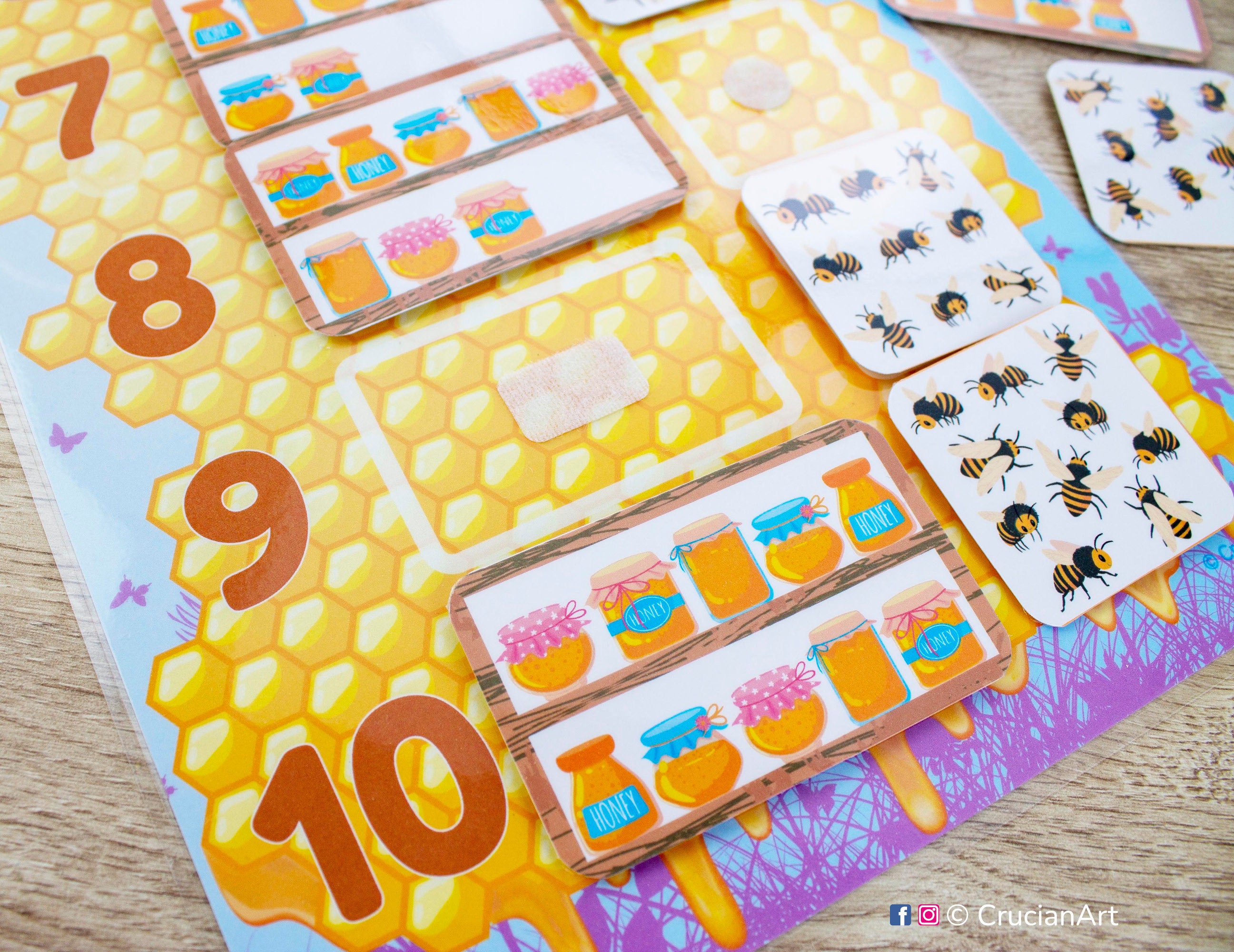 Honeybee Number 1-10 Match Printable Worksheet. Honey Bee - Etsy