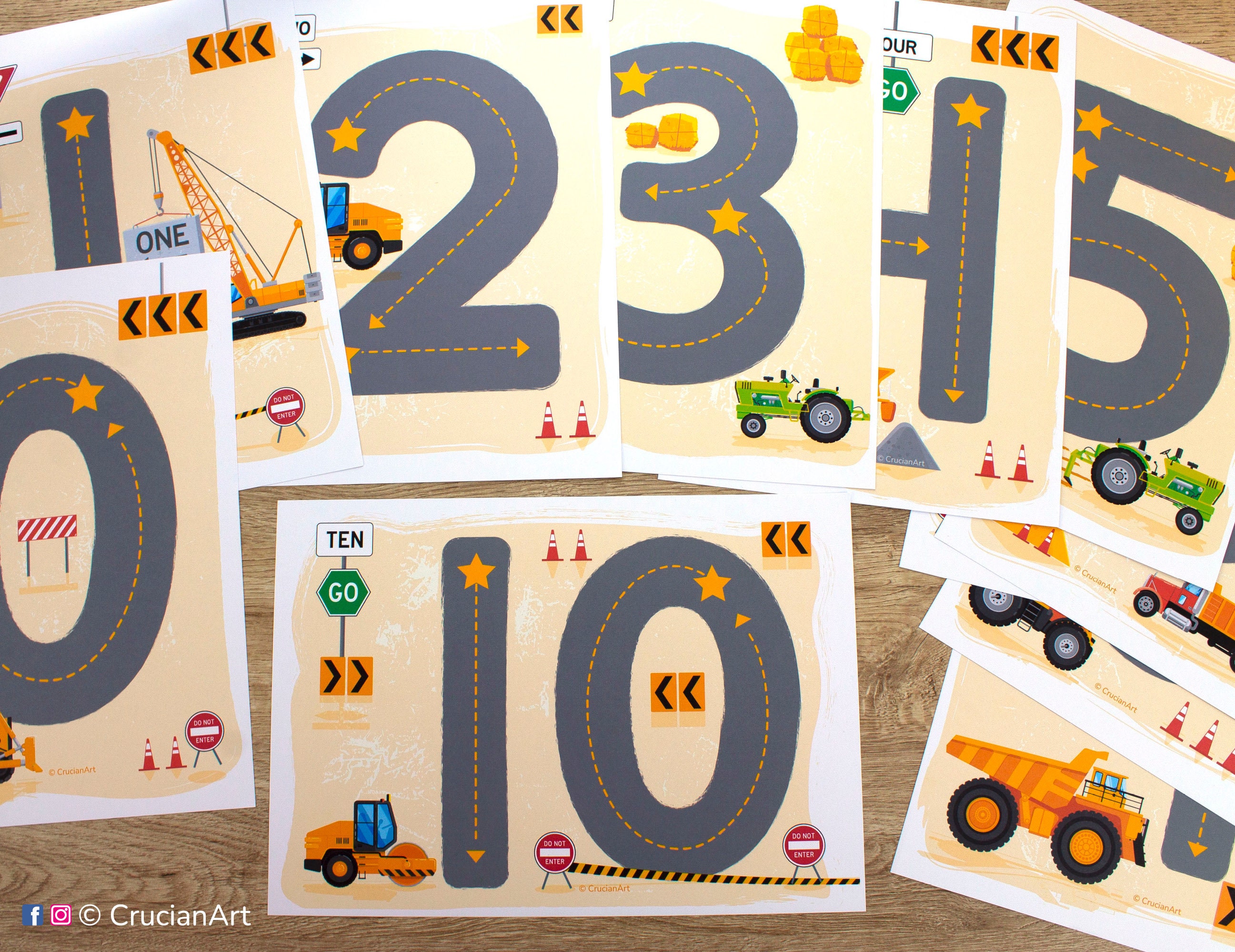 Numbers Printable Road Mat for Boys. Construction Truck - Etsy