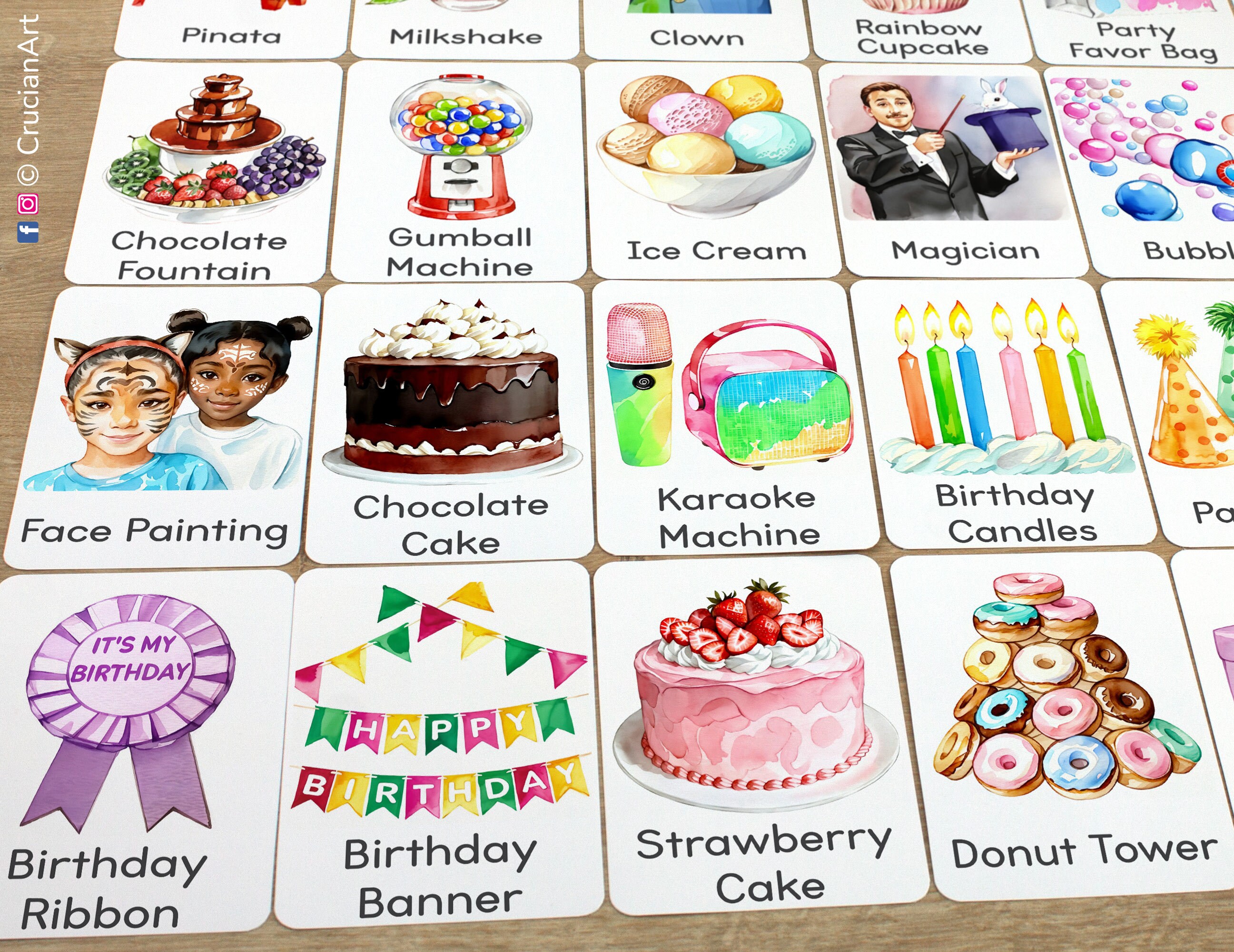 Birthday Party Flashcards: Printable Visual Cards, Toddler Preschool ...