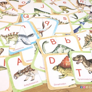 Dinosaur Alphabet Puzzle Pairs. Dino ABC Matching Cards. Toddler ...