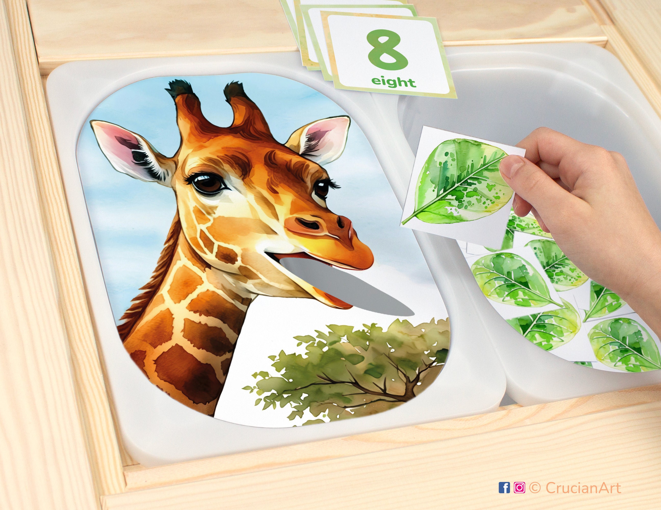 Feed the Giraffe Flisat Insert: African Savannah Theme Counting ...