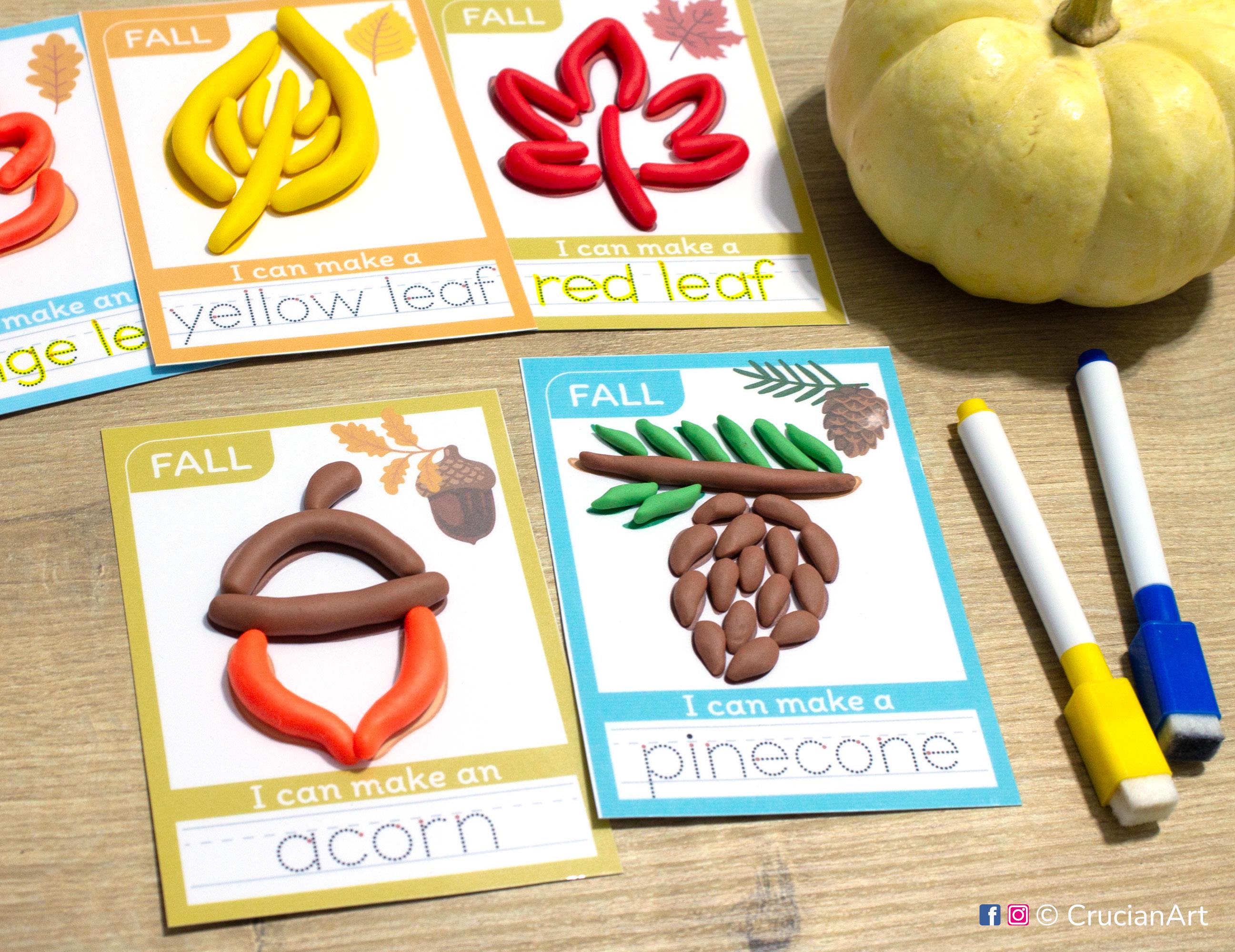 Fall Season Playdough Mats: Autumn Printable Play Dough Mat. Toddler ...