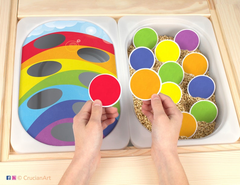 Rainbow Colors Flisat Insert: Color Sorting Activity for Sensory Table ...